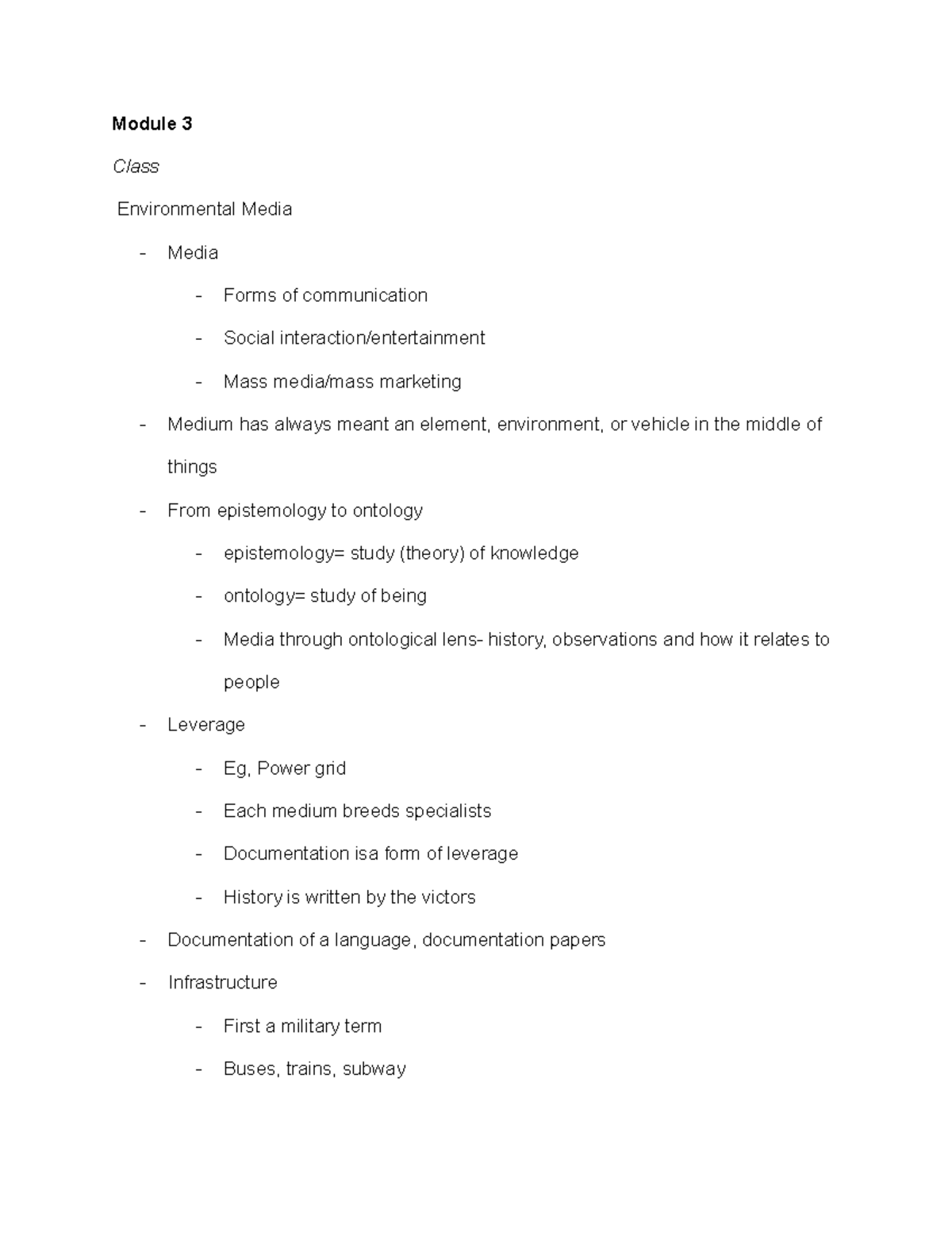 Module 3 Class Notes - Module 3 Class Environmental Media - Media ...