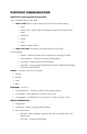 Communication on Various Purposes - COMMUNICATION ON VARIOUS PURPOSES What is communication? The ...