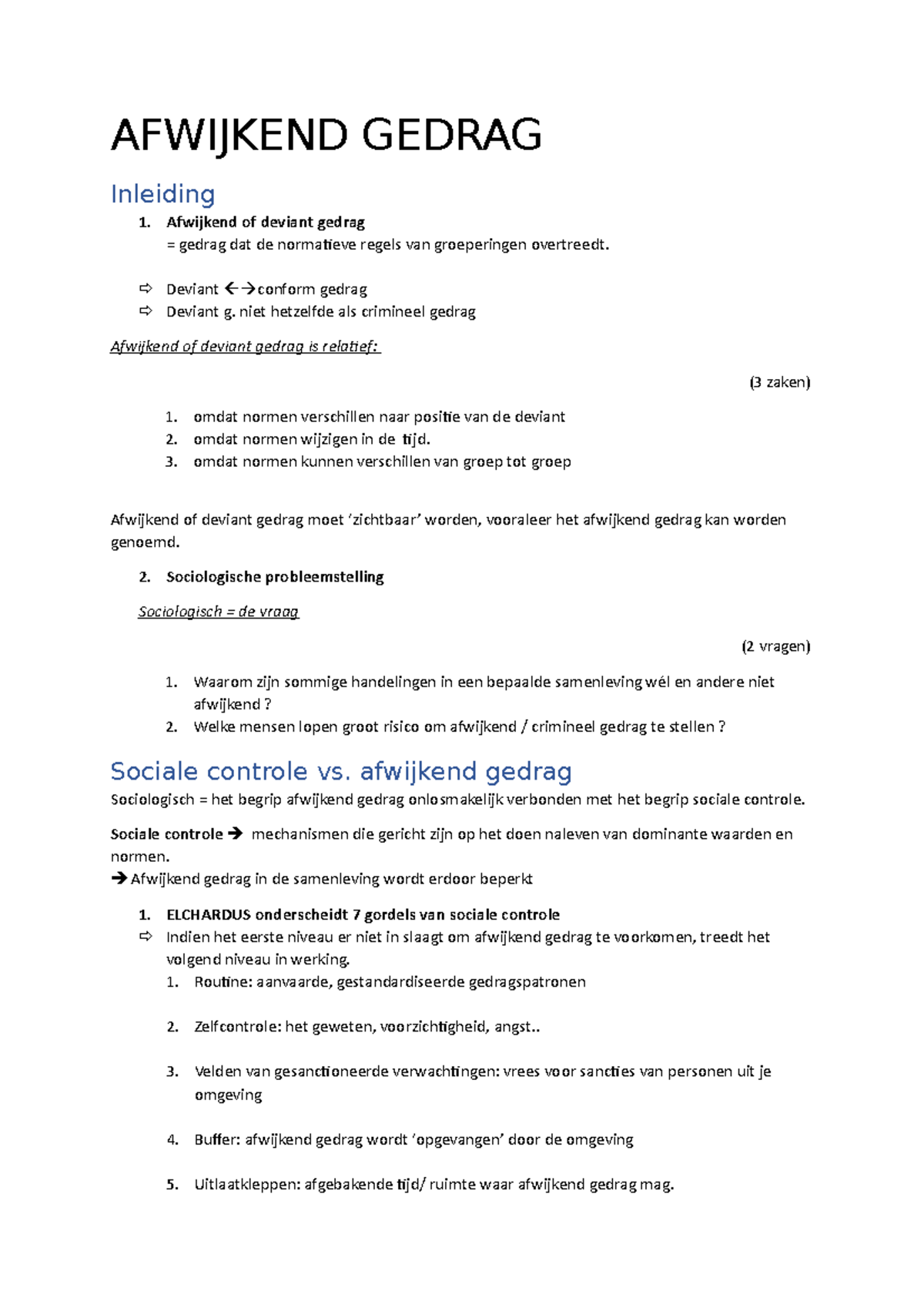 Afwijkend Gedrag - dit is de samenvatting van de powerpoint - AFWIJKEND ...