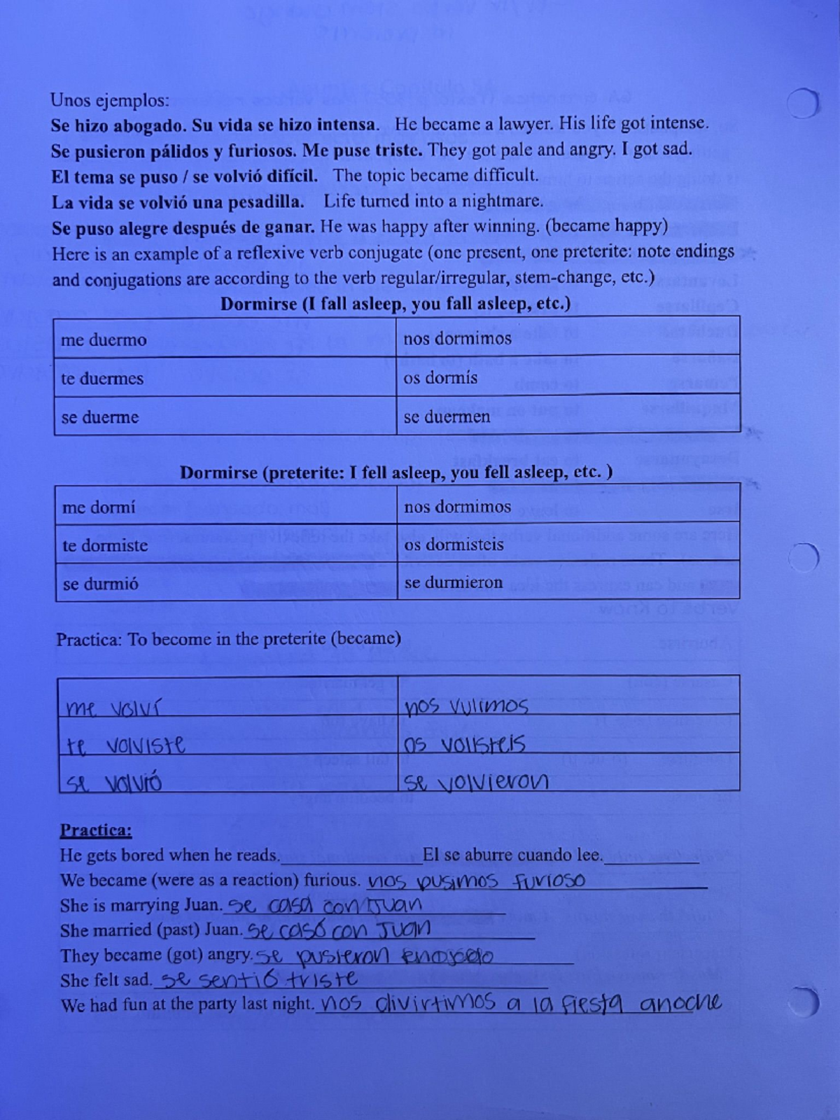 SPANISH NOTES OVER REFLEXIVE VERBS - Studocu