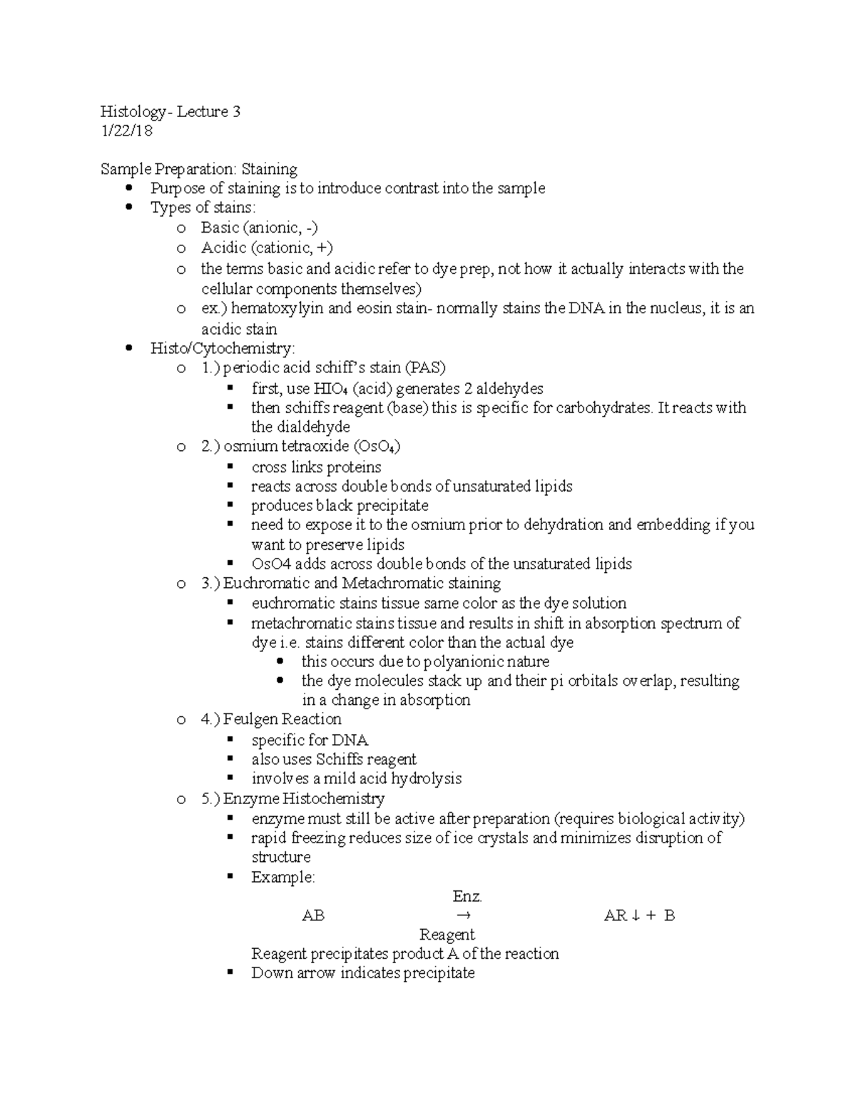 Lecture 3- complete - Lecture 3 Sample Preparation: Staining Purpose of ...