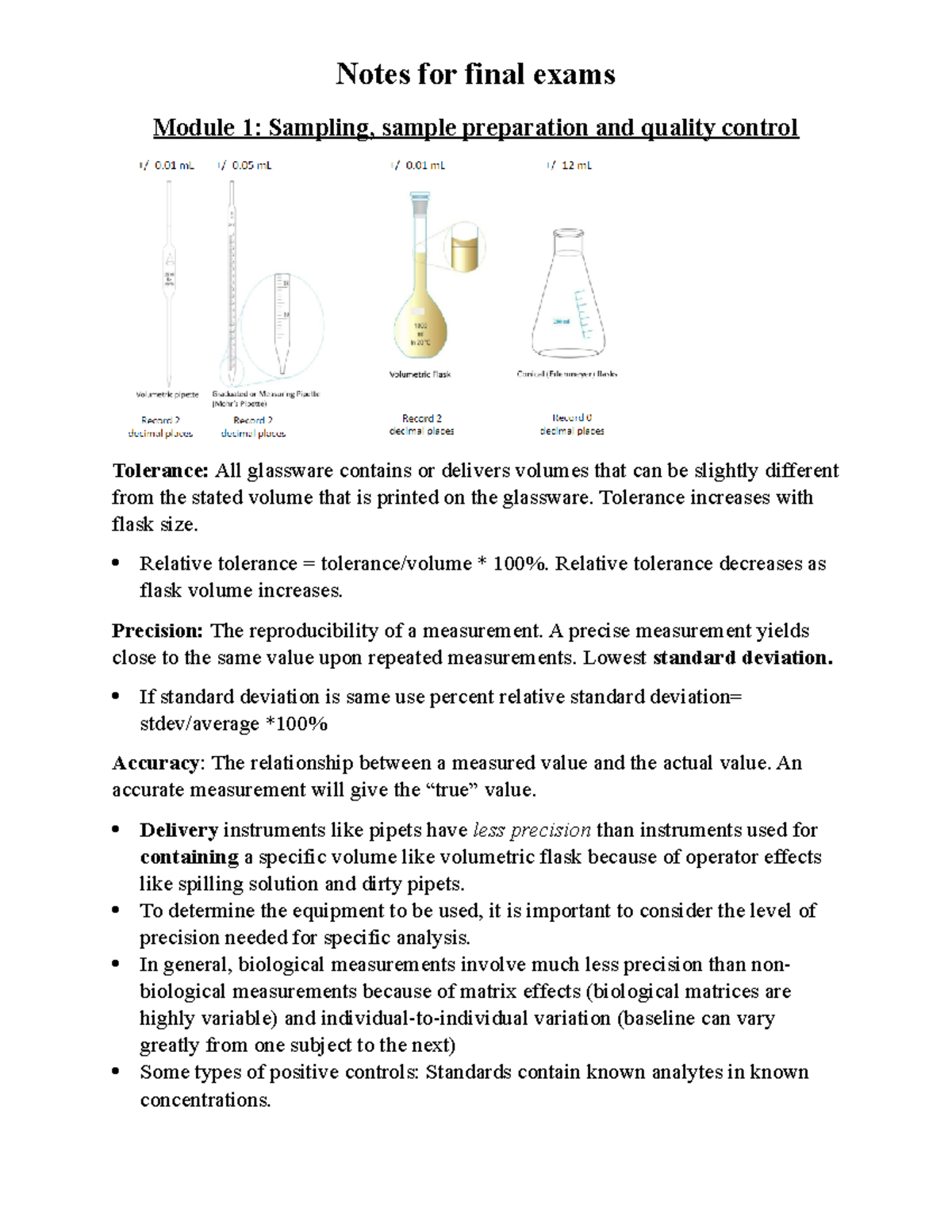 Exam notes - Module 1: Sampling, sample preparation and quality control ...