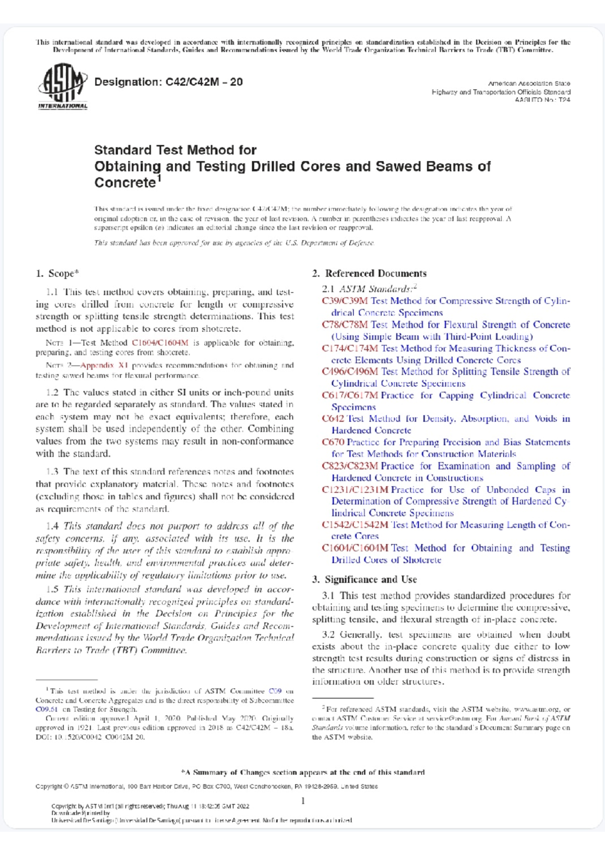 ASTM-C42 - this is standard form of ASTM - Electrical engineering - Studocu