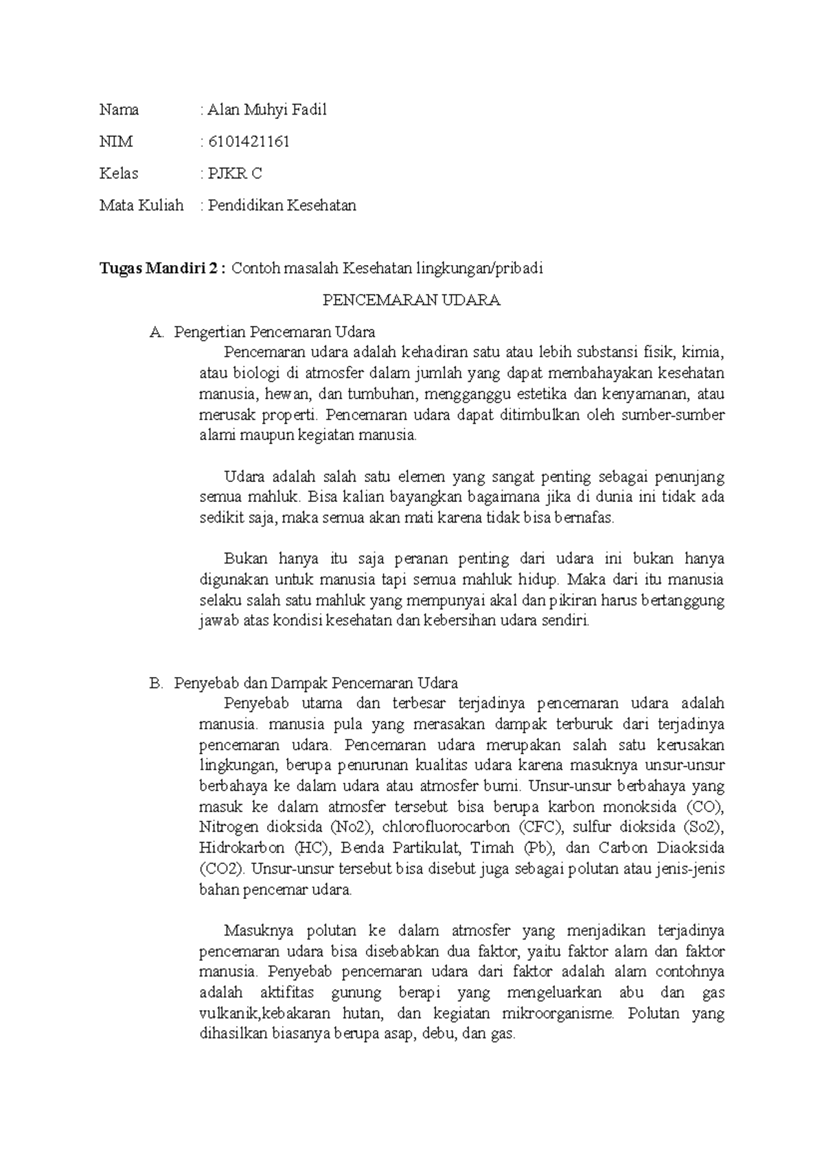 Tugas 2 Contoh Kesehatan Lingkungan - Nama : Alan Muhyi Fadil NIM ...