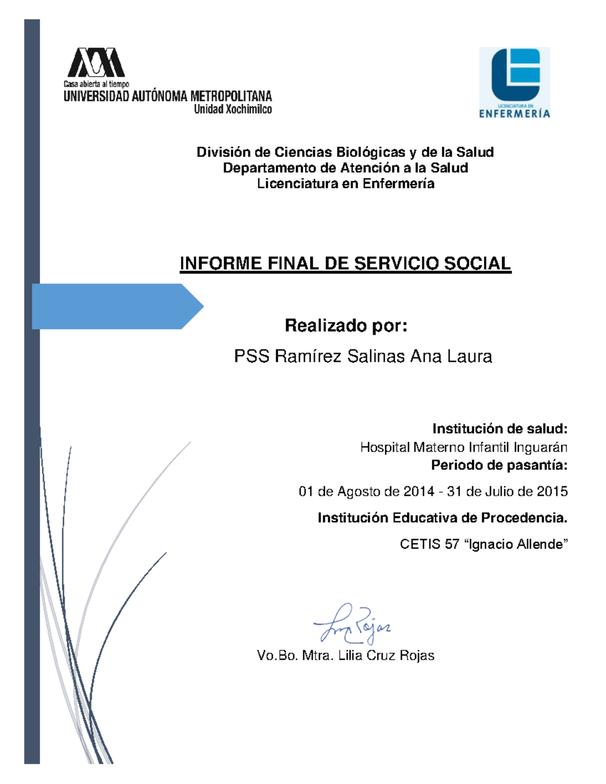 Informe narrativo ejemplo 1 - División de Ciencias Biológicas y de la ...
