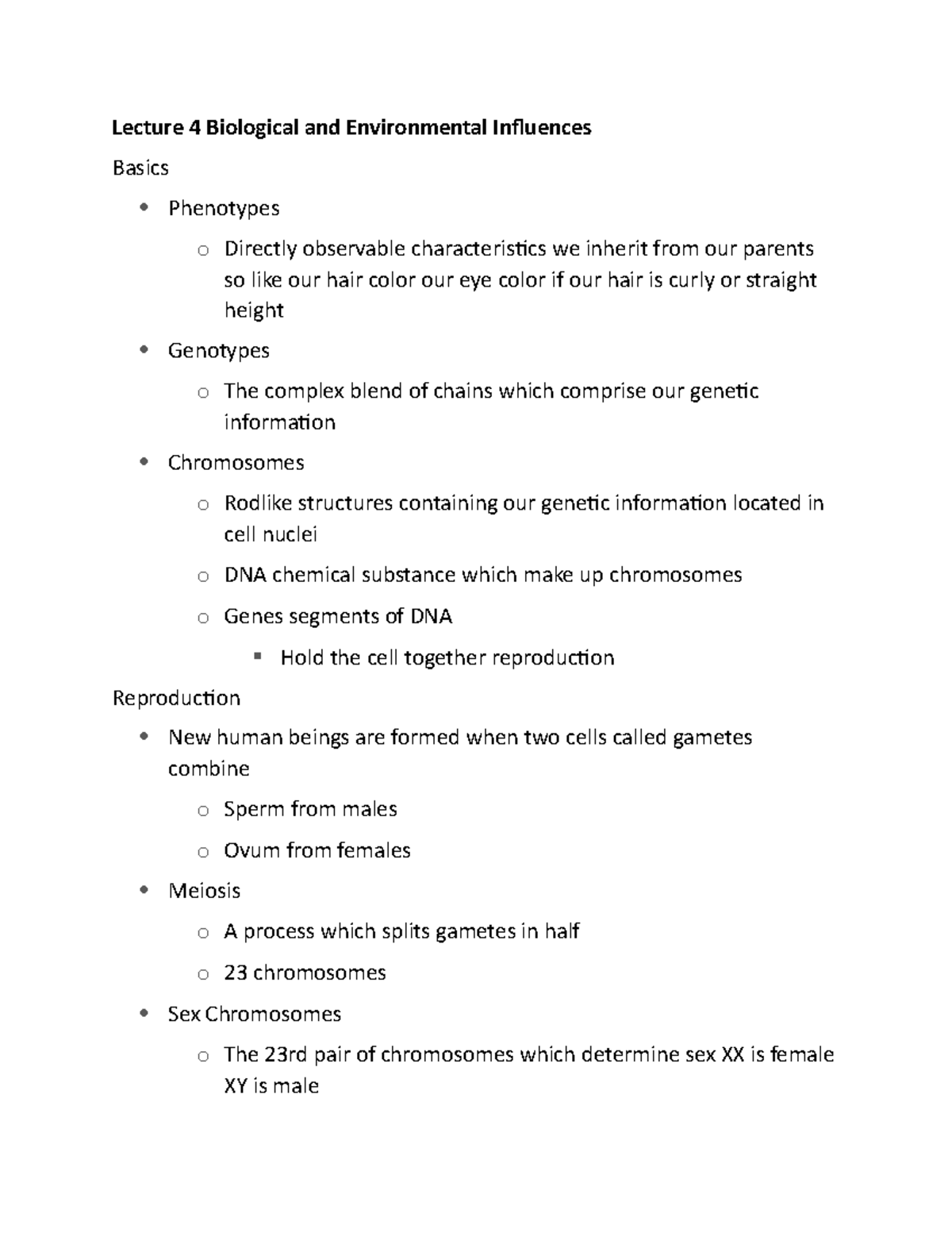 Lecture 4 Biological and Environmental Influences - Lecture 4 ...