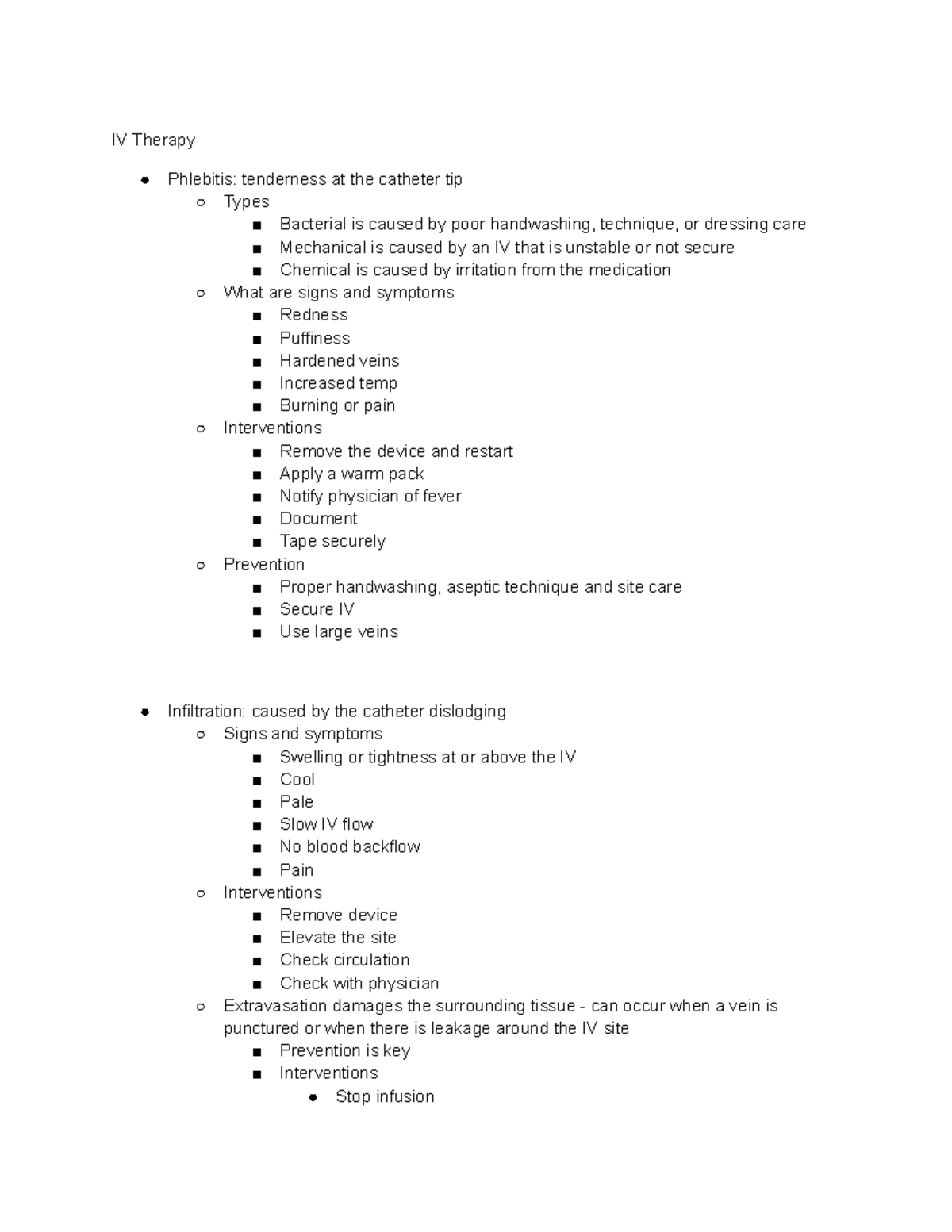IV Therapy Peds - These notes are from my lectures that I used to study ...