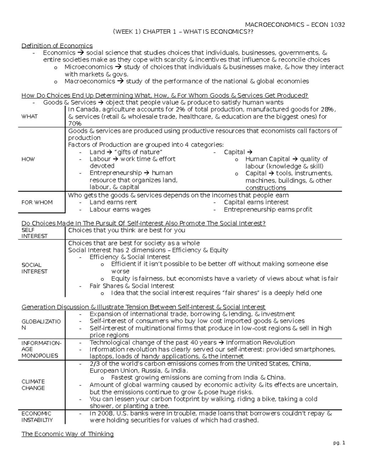 Macro Economics - Study Guide - (WEEK 1) CHAPTER 1 – WHAT IS ECONOMICS ...