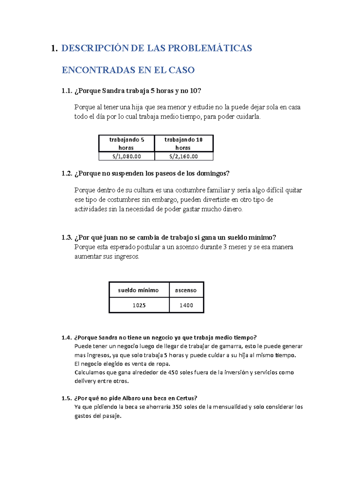 Descripción DE LAS Problemáticas Encontradas EN EL CASO - 1 ...