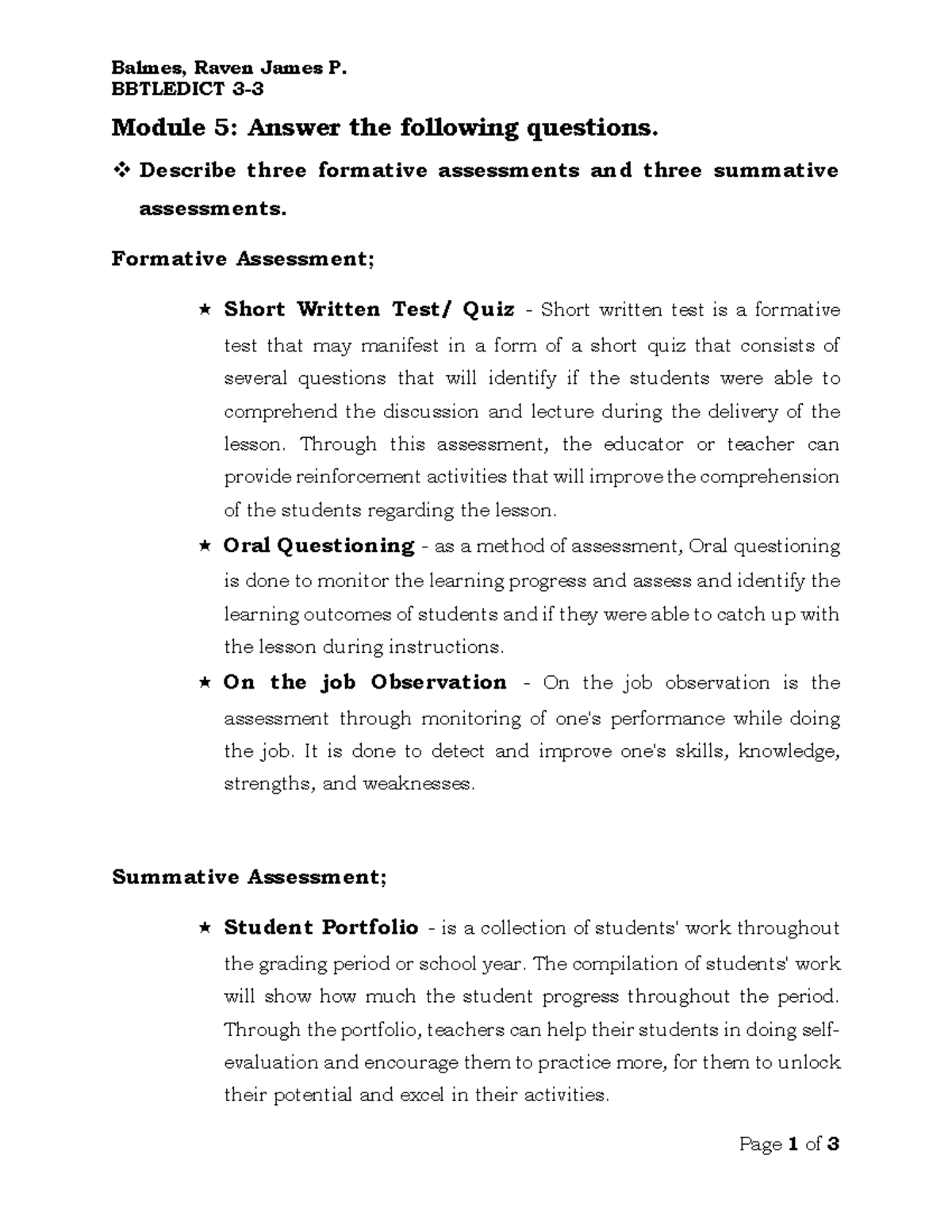Balmes, Raven James P Module 5 - Balmes, Raven James P. BBTLEDICT 3 ...