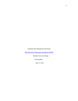 FIN 320 Assignment Activity 5-1 SNHU Principles of Finance Jacob Ongaki ...