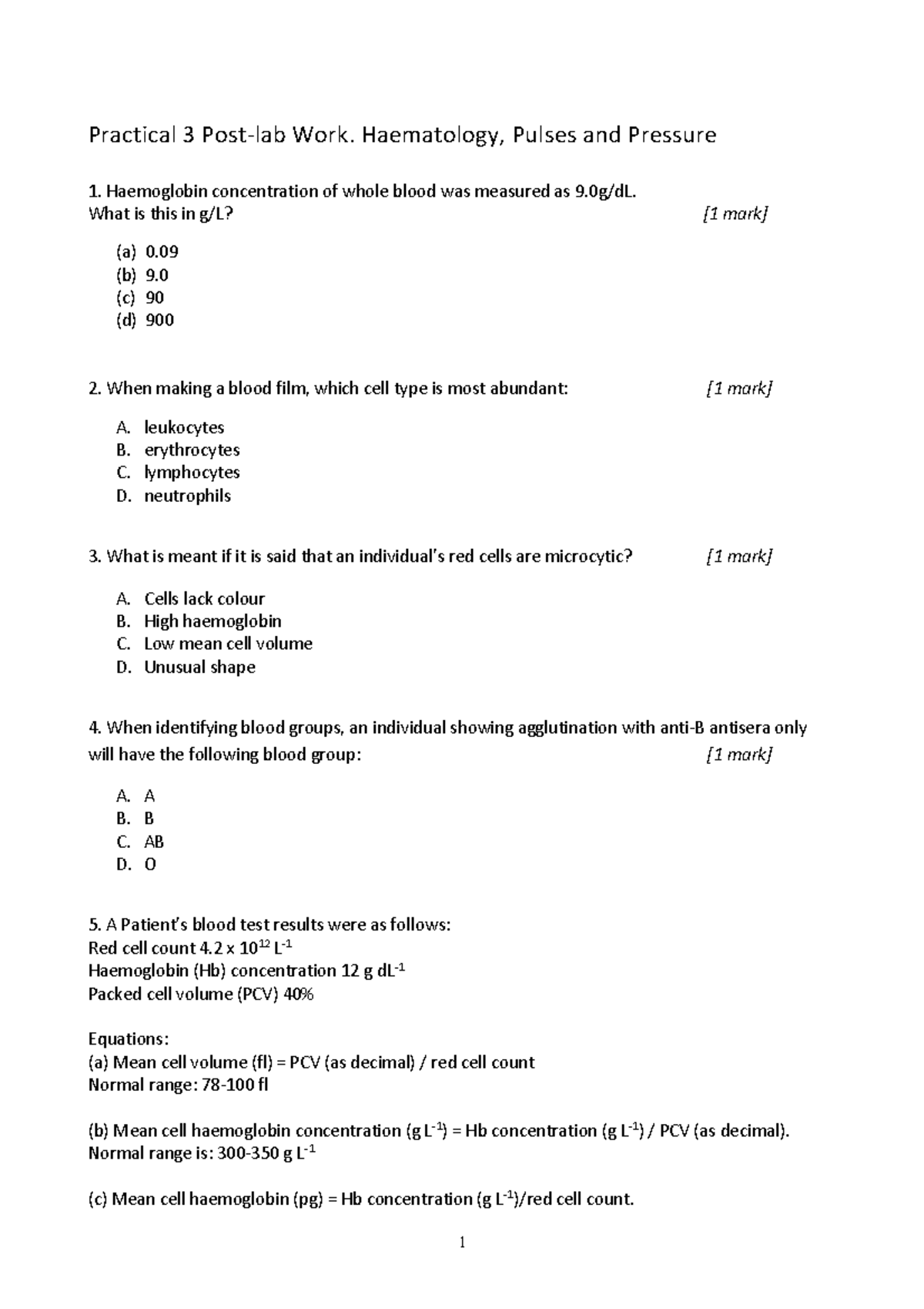 Prac 3 Problem set - post lab questions - Practical 3 Post-lab Work ...