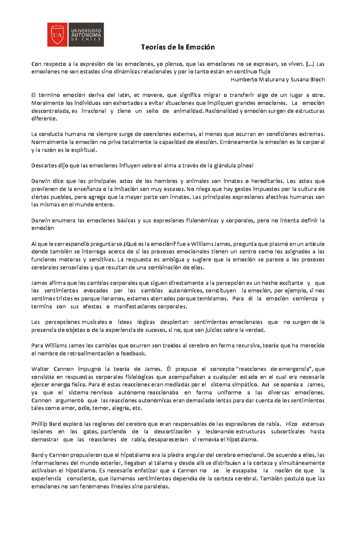 Teor%C3%ADas+de+la+Emoci%C3%B3n - Teorías de la Emoción Con respecto a ...