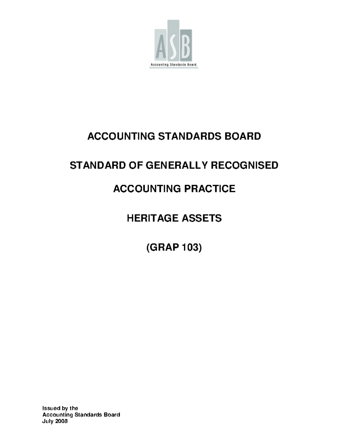 GRAP 103 Heritage Assets (1 April 2015 ) - Issued by the Accounting ...