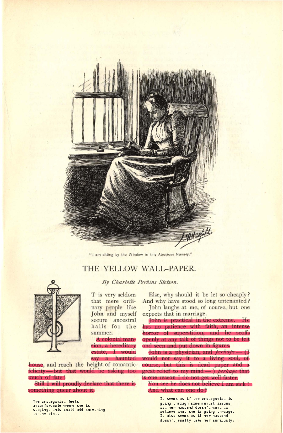The Yellow Wallpaper - "I am sitting by the Window in th is Atrocious ...