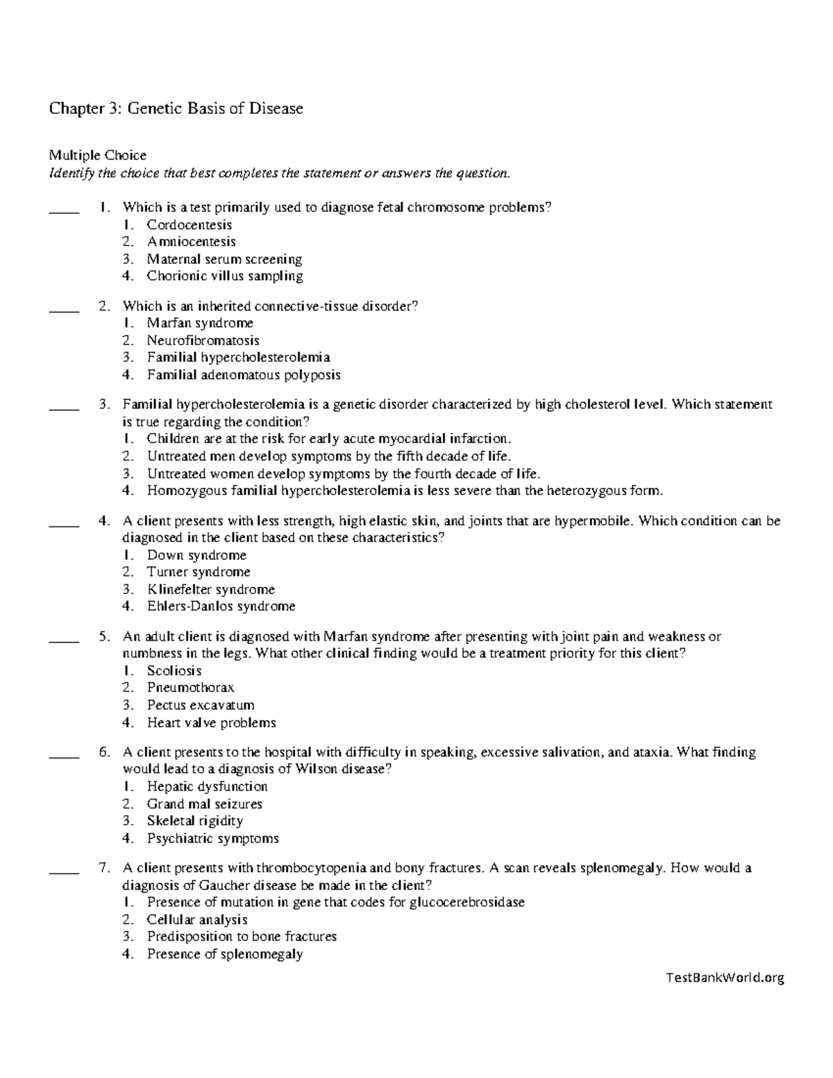 Ch3 Genetics Basis of Disease - Chapter 3: Genetic Basis of Disease ...