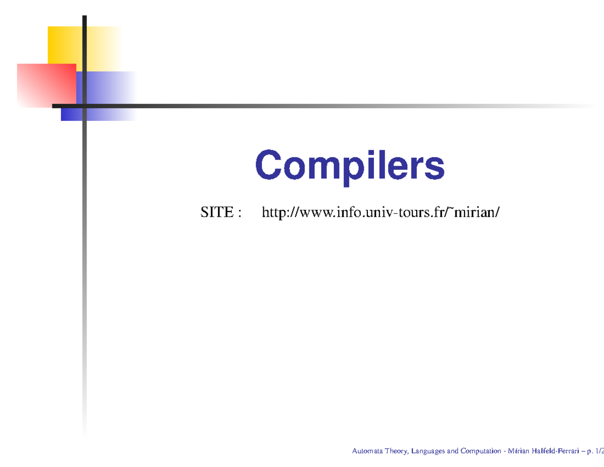 L3-intro Compilers - reliable - Compilers SITE : info.univ-tours ...