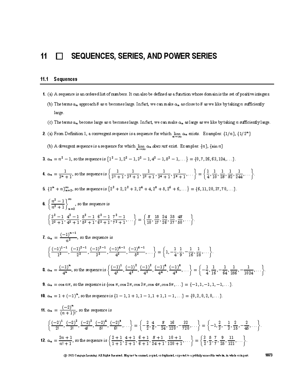 11장 솔루션 - Stewart 9판 11장 솔루션 - 11 SEQUENCES, SERIES, AND POWER SERIES ...