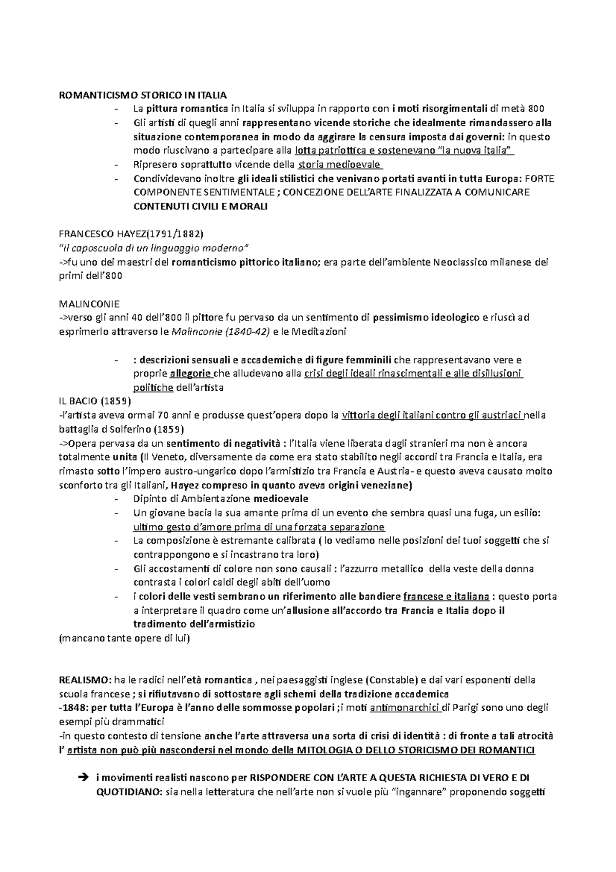 Arte- 5° superiore Liceo Classico- Romanticismo Storico e Realismo ...