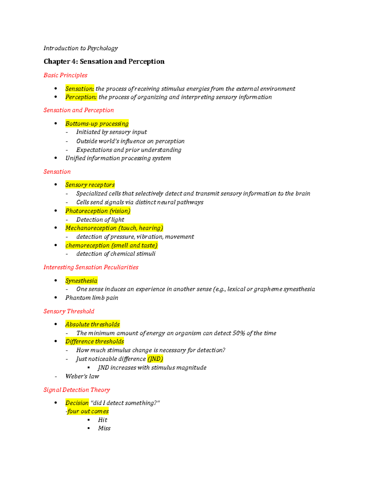 Psych Notes Ch, 4 - brooke hansen - Introduction to Psychology Chapter ...