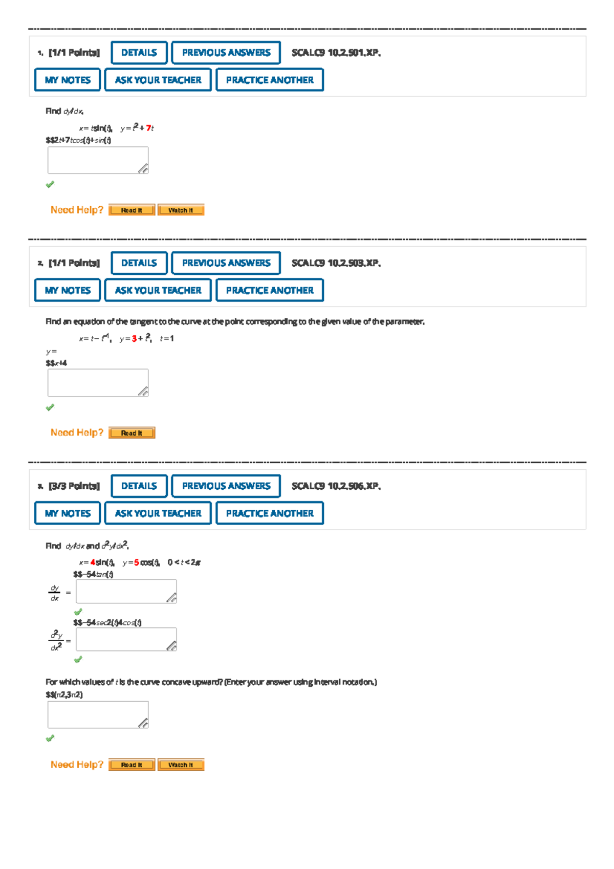 10.2 Calculus with Parametric Curves - Math 152, section 4, Spring 2023 ...