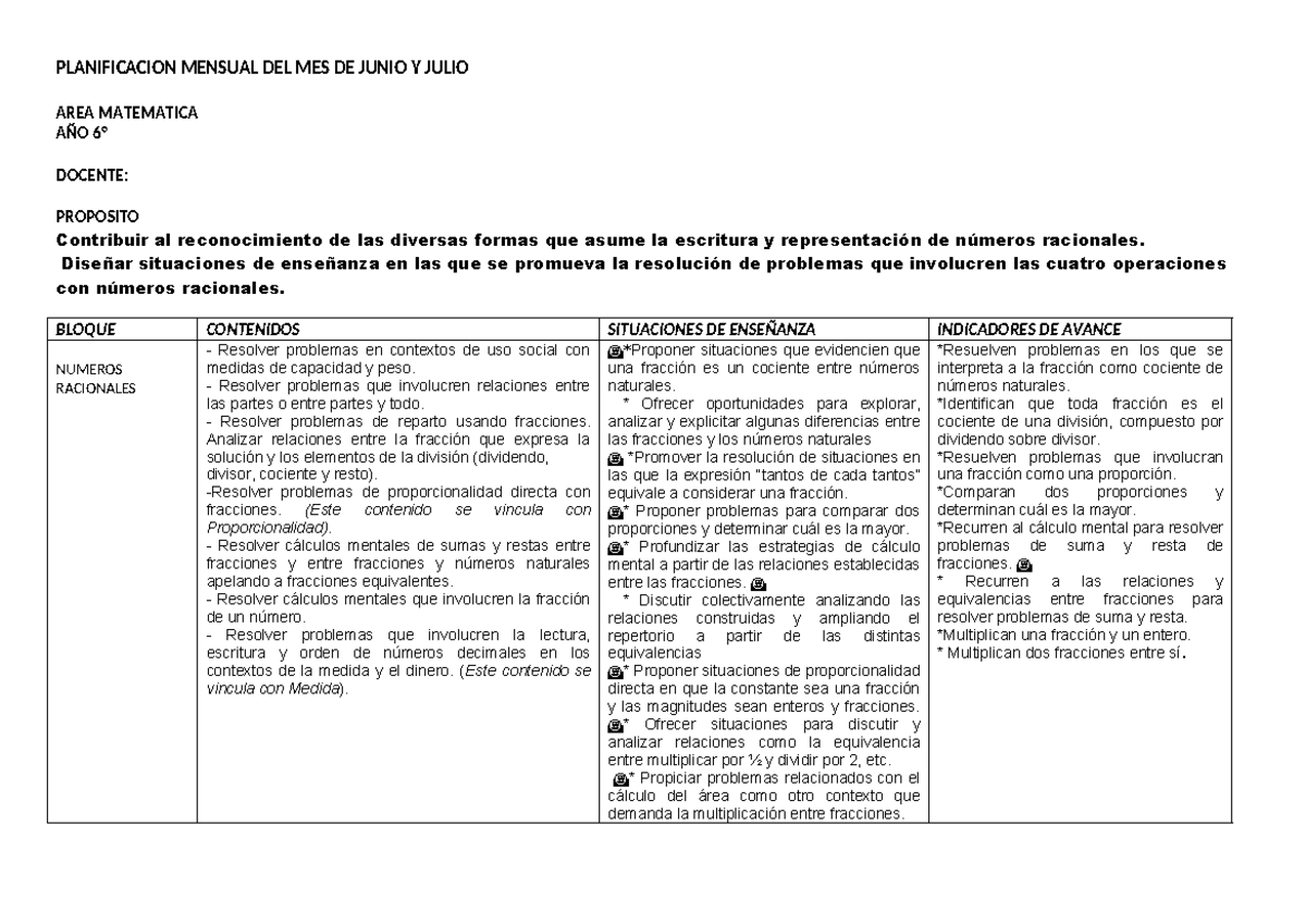 Planificacion Mensual DEL MES DE Junio Y Julio. 2024 - PLANIFICACION ...