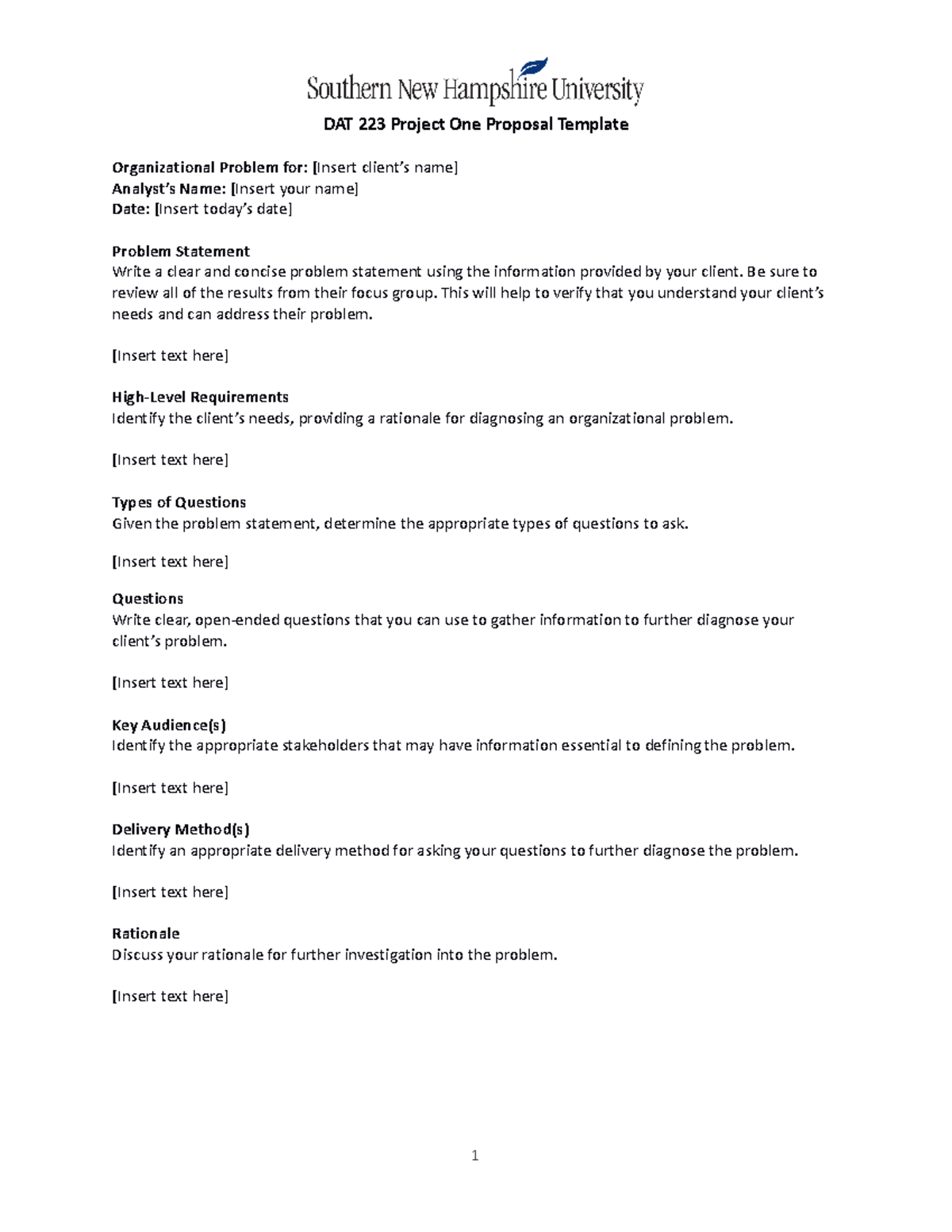 DAT 223 Project One Proposal Template - DAT 223 Project One Proposal ...