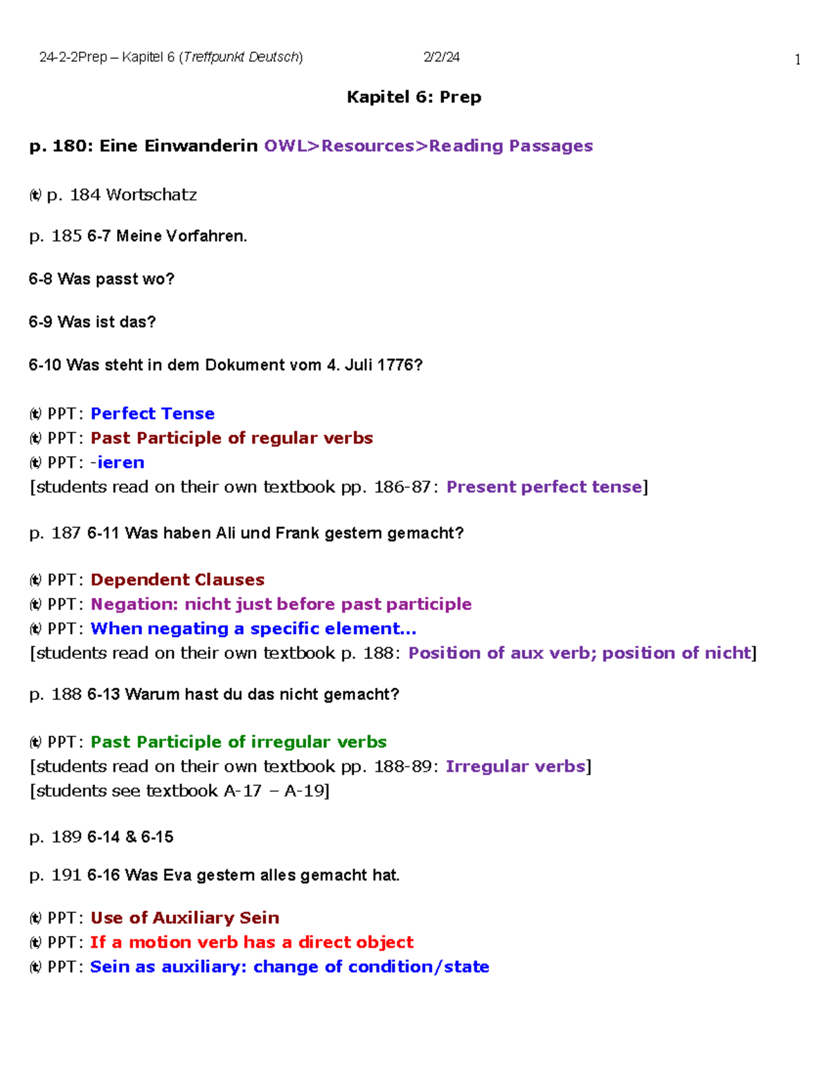 Kapitel 6 Prep - overview of chapter 6 - 24-2-2Prep – Kapitel 6 ...