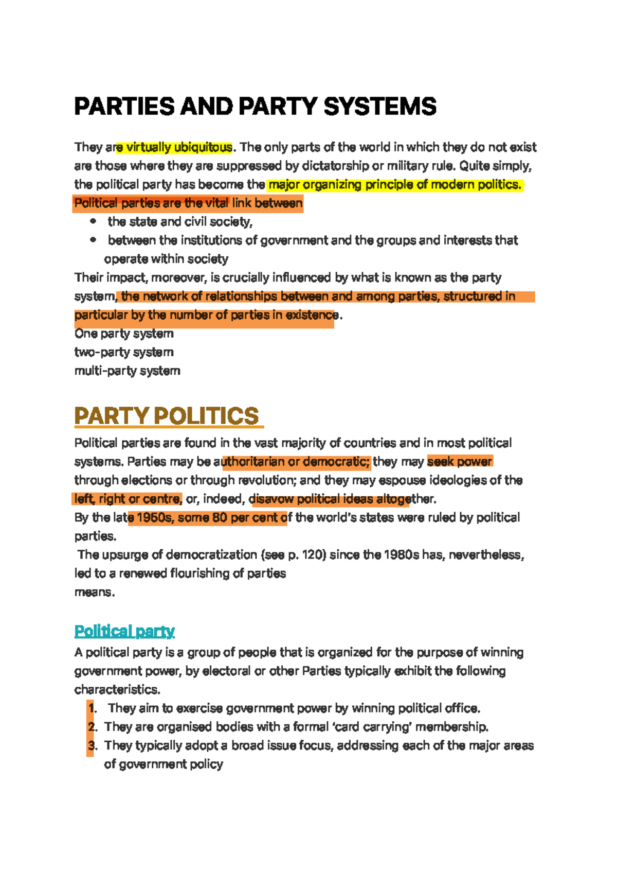 Parties AND Party Systems - PARTIES AND PARTY SYSTEMS They are ...
