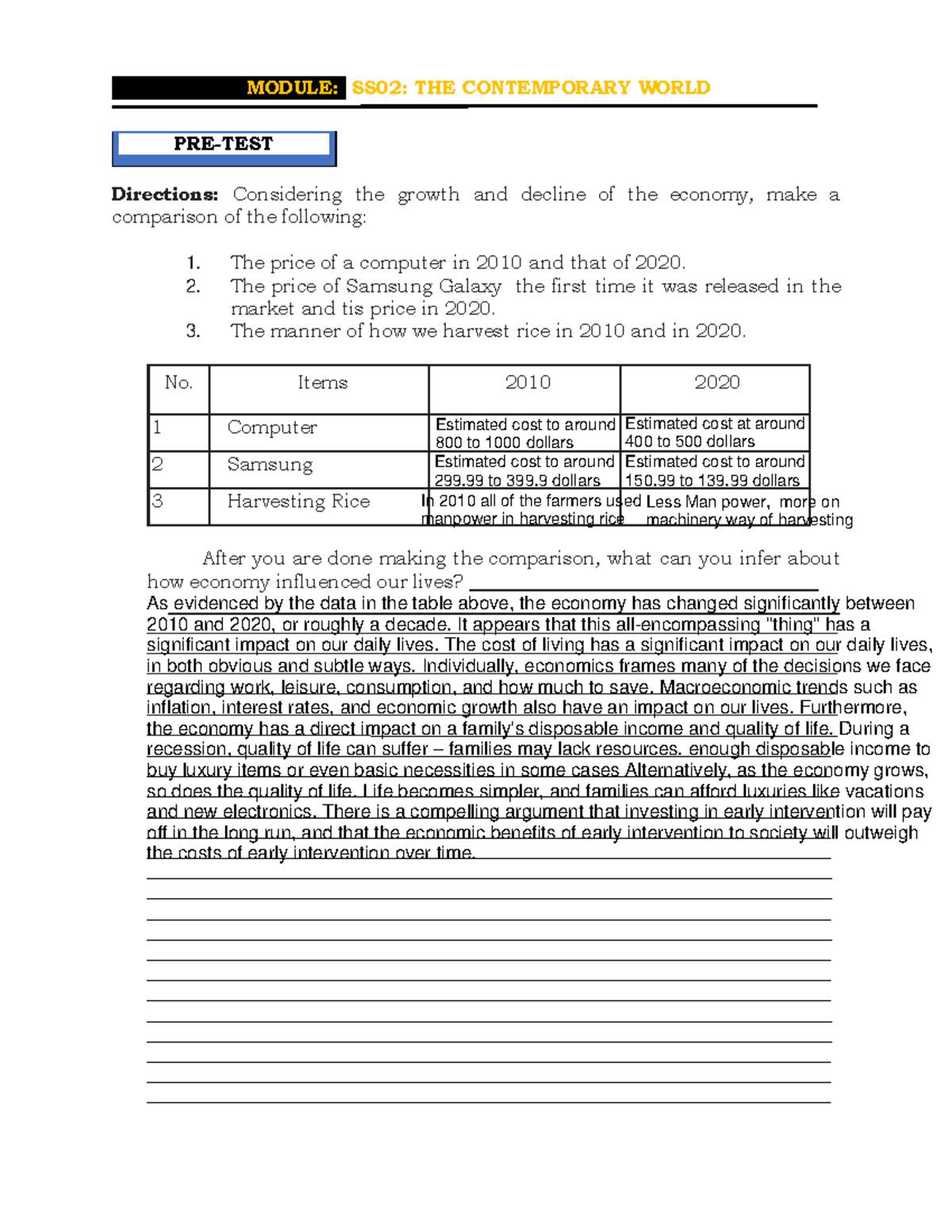 PRE-TEST Chapter 6 - kyukyly - MODULE: SS02: THE CONTEMPORARY WORLD ...