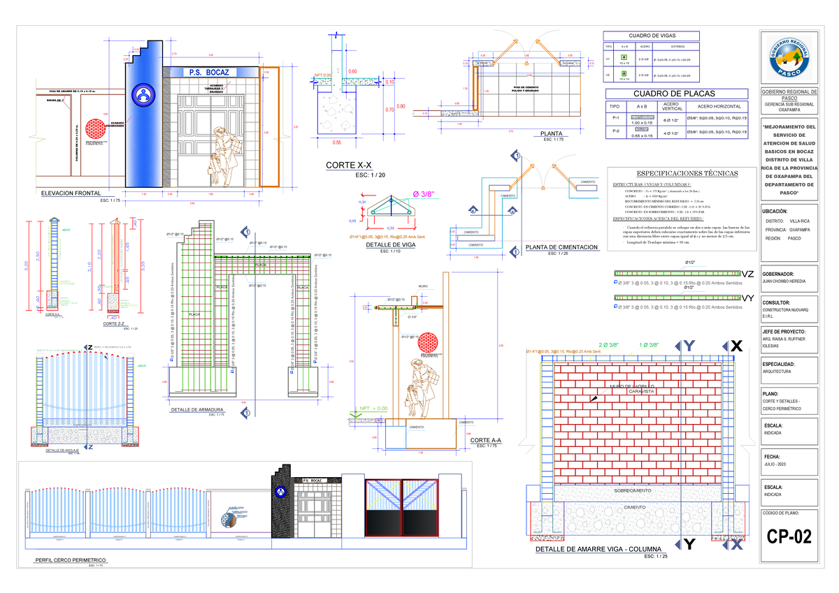 8.3.3 Cerco Perimétrico-CP-02 - PERFIL CERCO PERIMETRICO ####### ESC: 1 / 75 COLUMNA TARRAJEADA ...