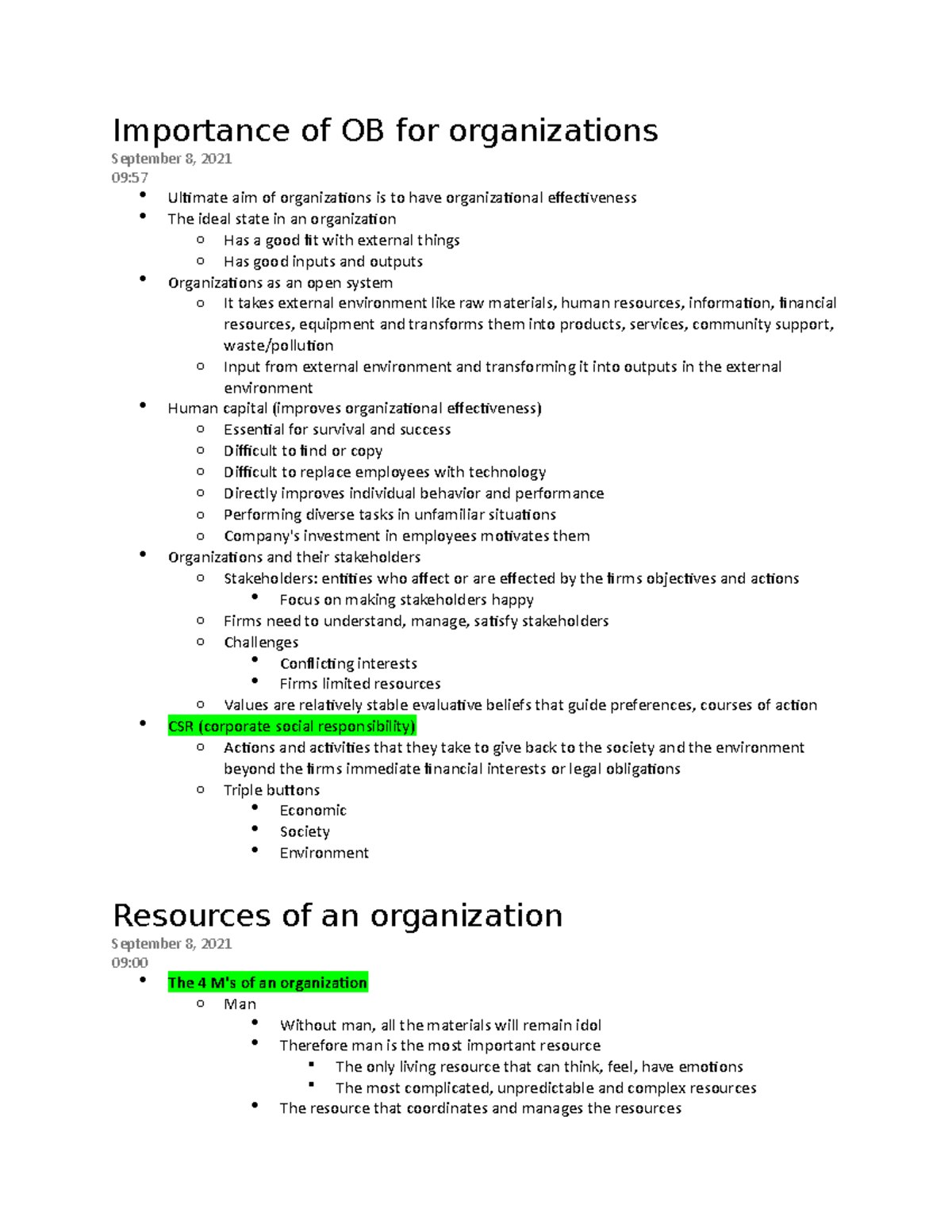 Organizational Behaviour Week 1 - Importance of OB for organizations ...