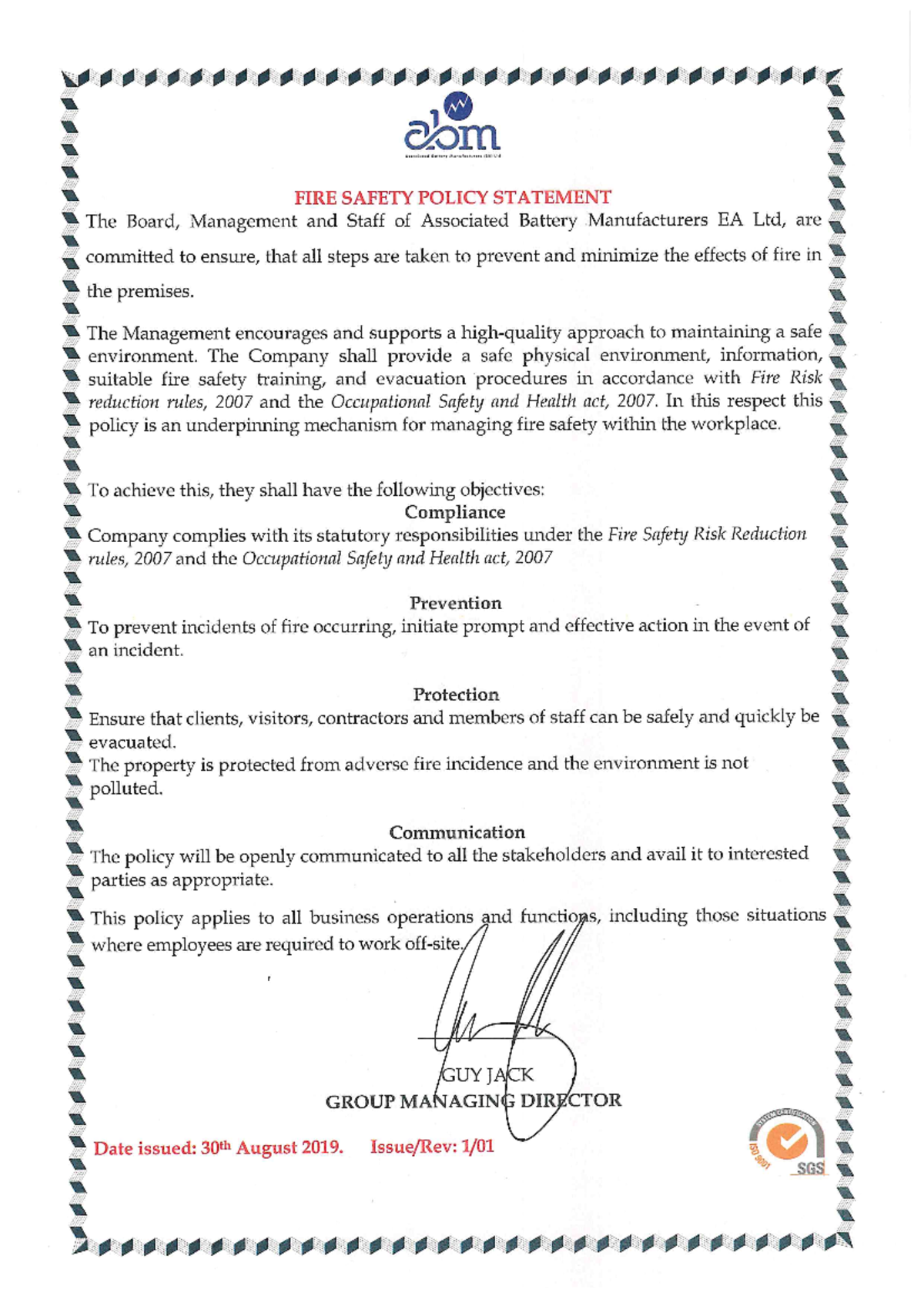 Fire Safety Policy - Community Health Nursing I - Studocu