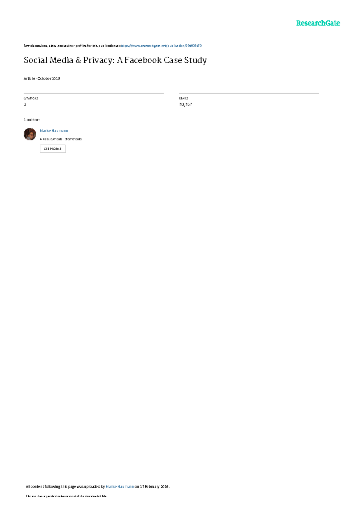 Social Media Privacy - See discussions, stats, and author profiles for ...