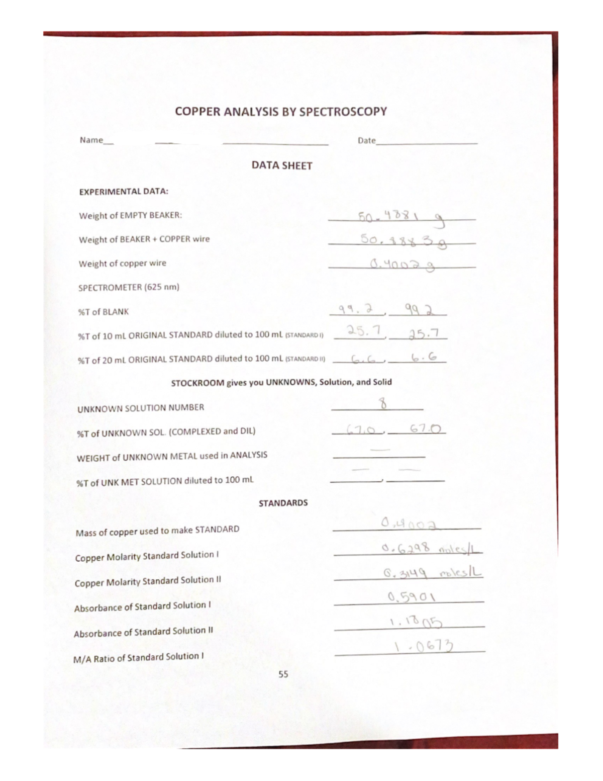 Copper Analysis BY Spectroscopy - CHEM 125 - Studocu