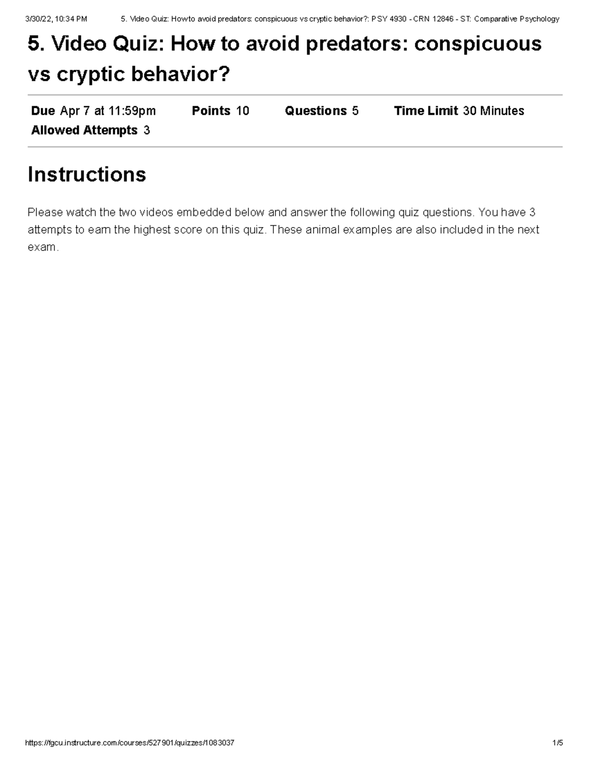 5. Video Quiz How to avoid predators conspicuous vs cryptic behavior ...