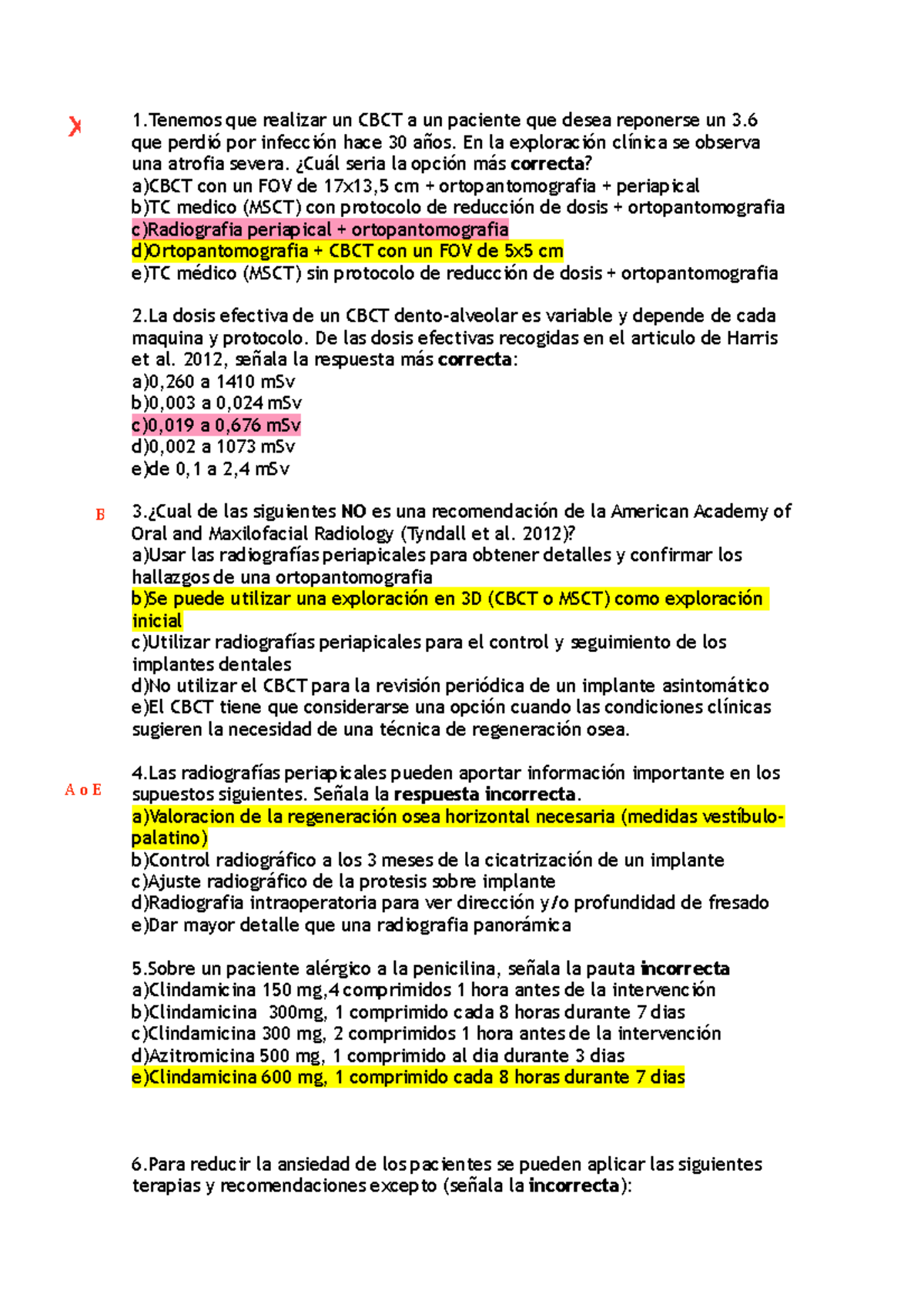 Examen-PMQO-2016 - Practice and exam questions - 1 que realizar un CBCT ...