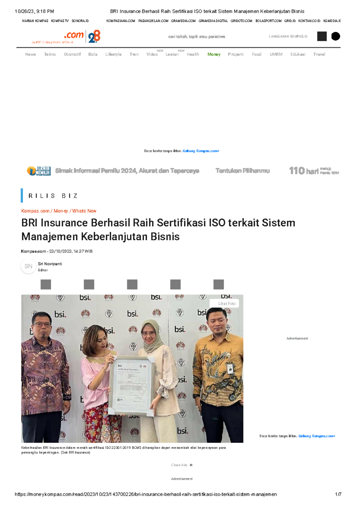 BRI Insurance Berhasil Raih Sertifikasi ISO terkait Sistem Manajemen Keberlanjutan Bisnis - Baca ...