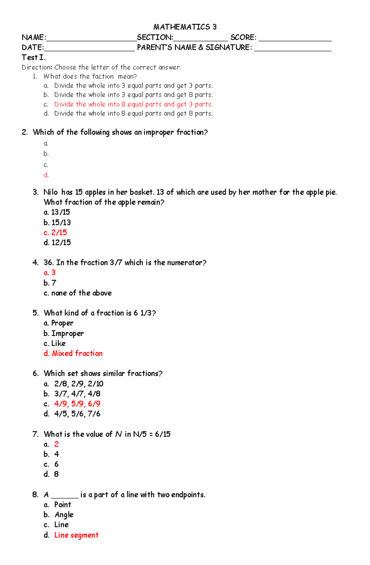 Mathematics xyz - MATHEMATICS 3 NAME:________SECTION: SCORE ...