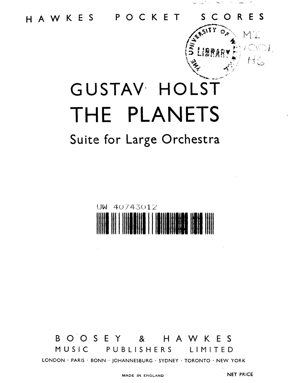 The Planets - Partitura de dicha obra. - Composición I - Studocu