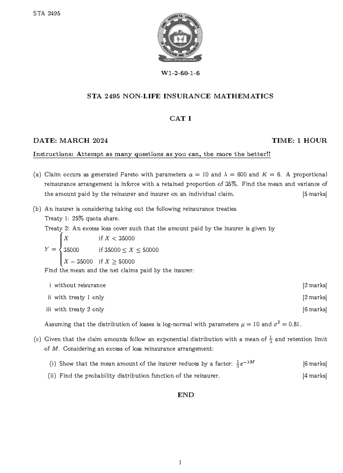 STA 2495 CAT II - It's a cat about non life insurance mathematics ...