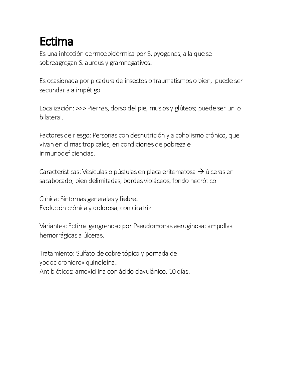 Ectima - Ectima Es una infección dermoepidérmica por S. pyogenes, a la ...