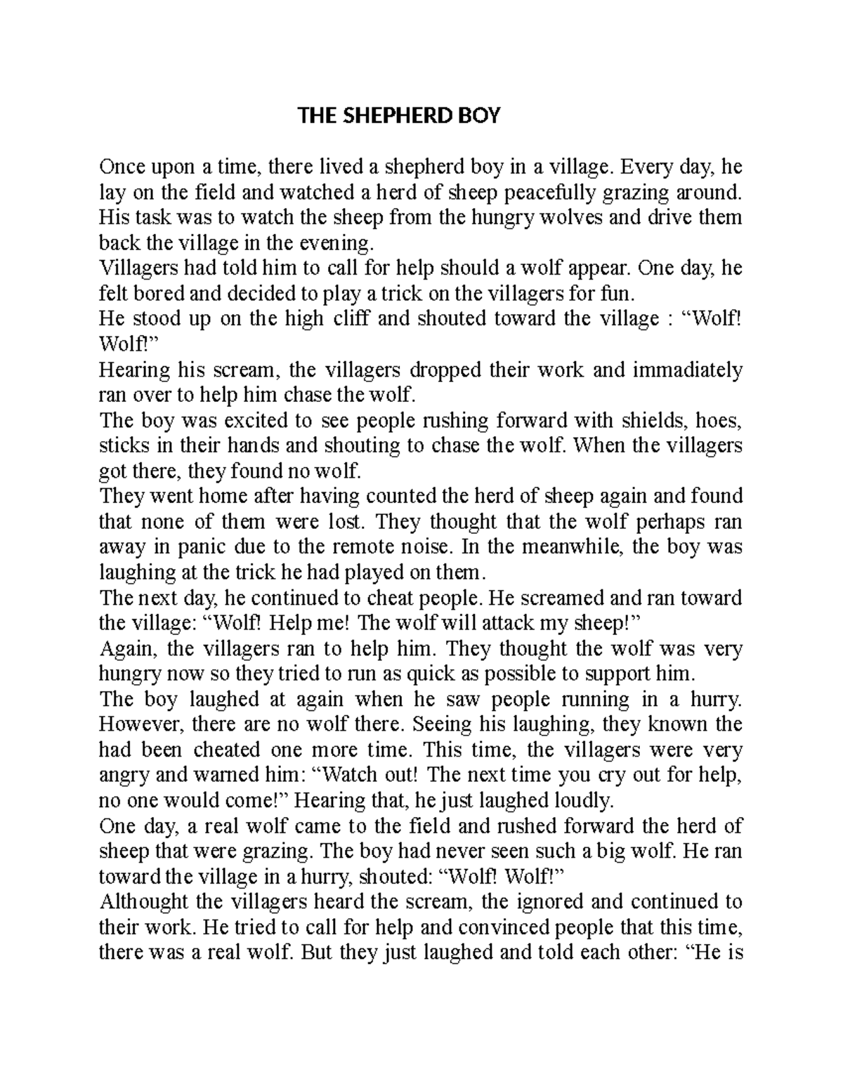 THE Shepherd BOY - thuyết trình - THE SHEPHERD BOY Once upon a time ...