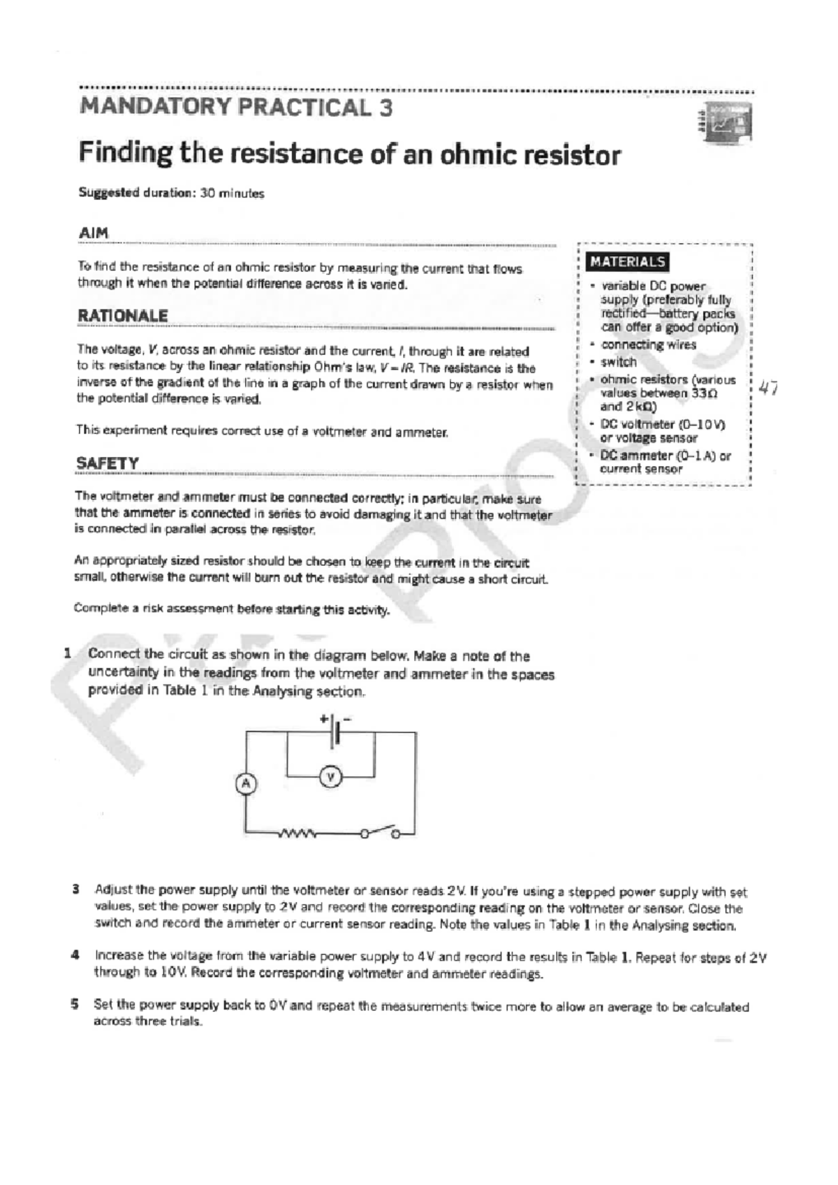 Finding the Resistance of an ohmic resistor - Studocu