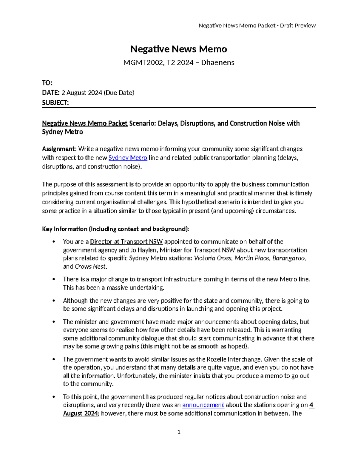 Negative News Memo Packet, T2 2024 - Negative News Memo Packet - Draft ...