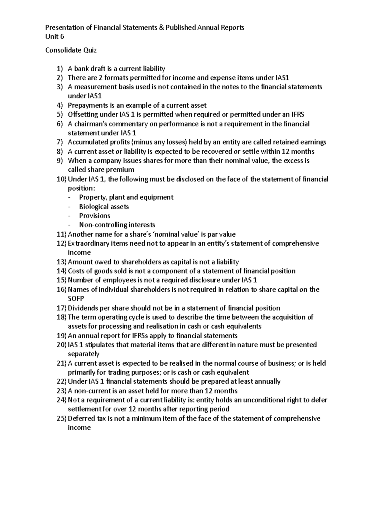 Presentation of Financial Statements & Published Annual Reports - Studocu