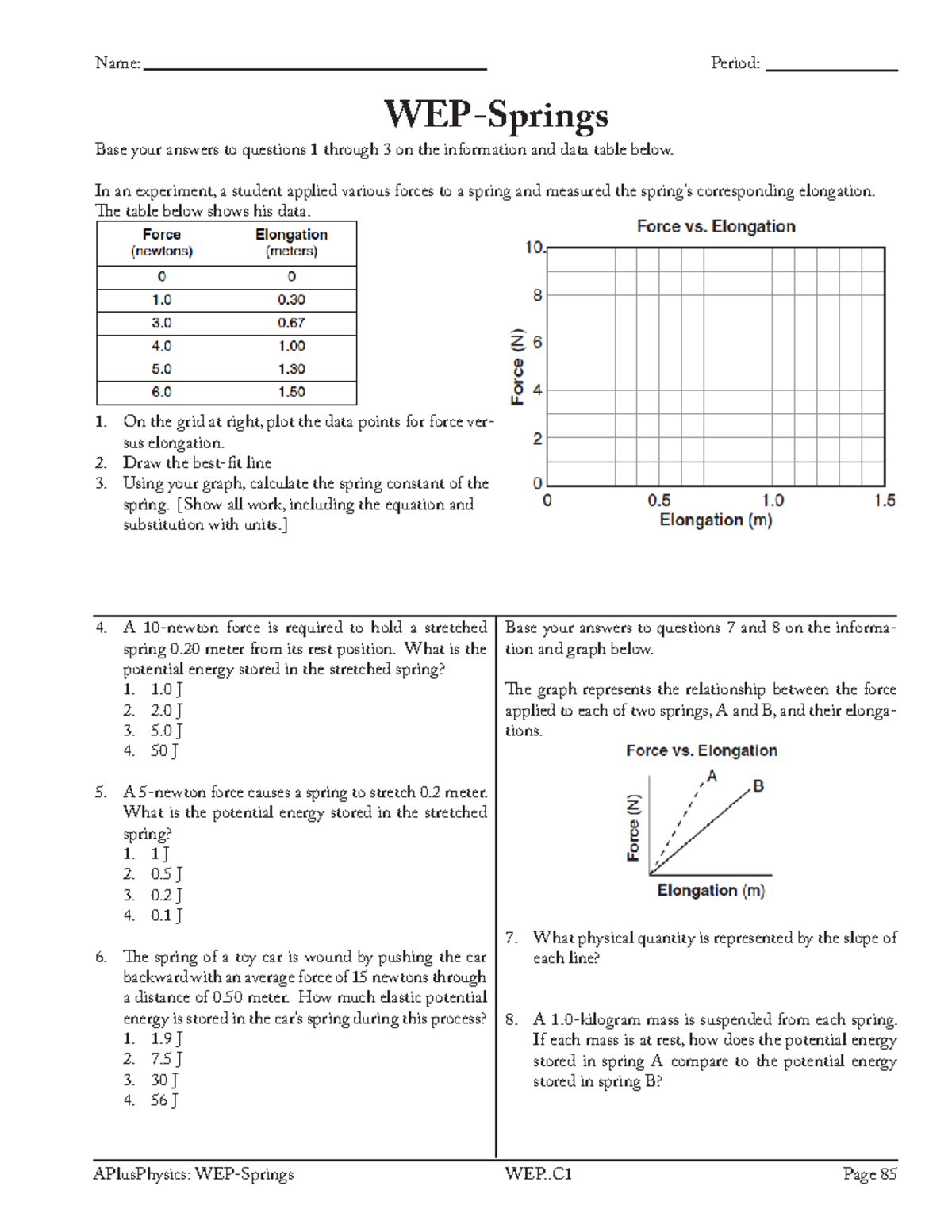 WEP-Springs - No :) - WEP-Springs APlusPhysics: WEP-Springs WEP. Page ...