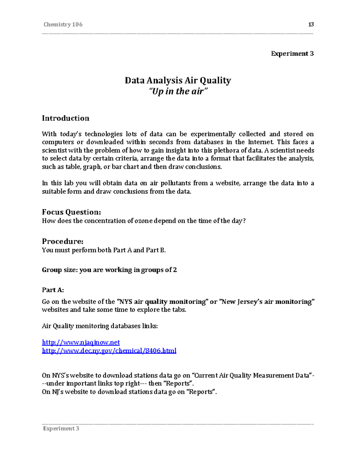 Lab 3 - Lab 3 - Experiment 3 Data Analysis Air Quality