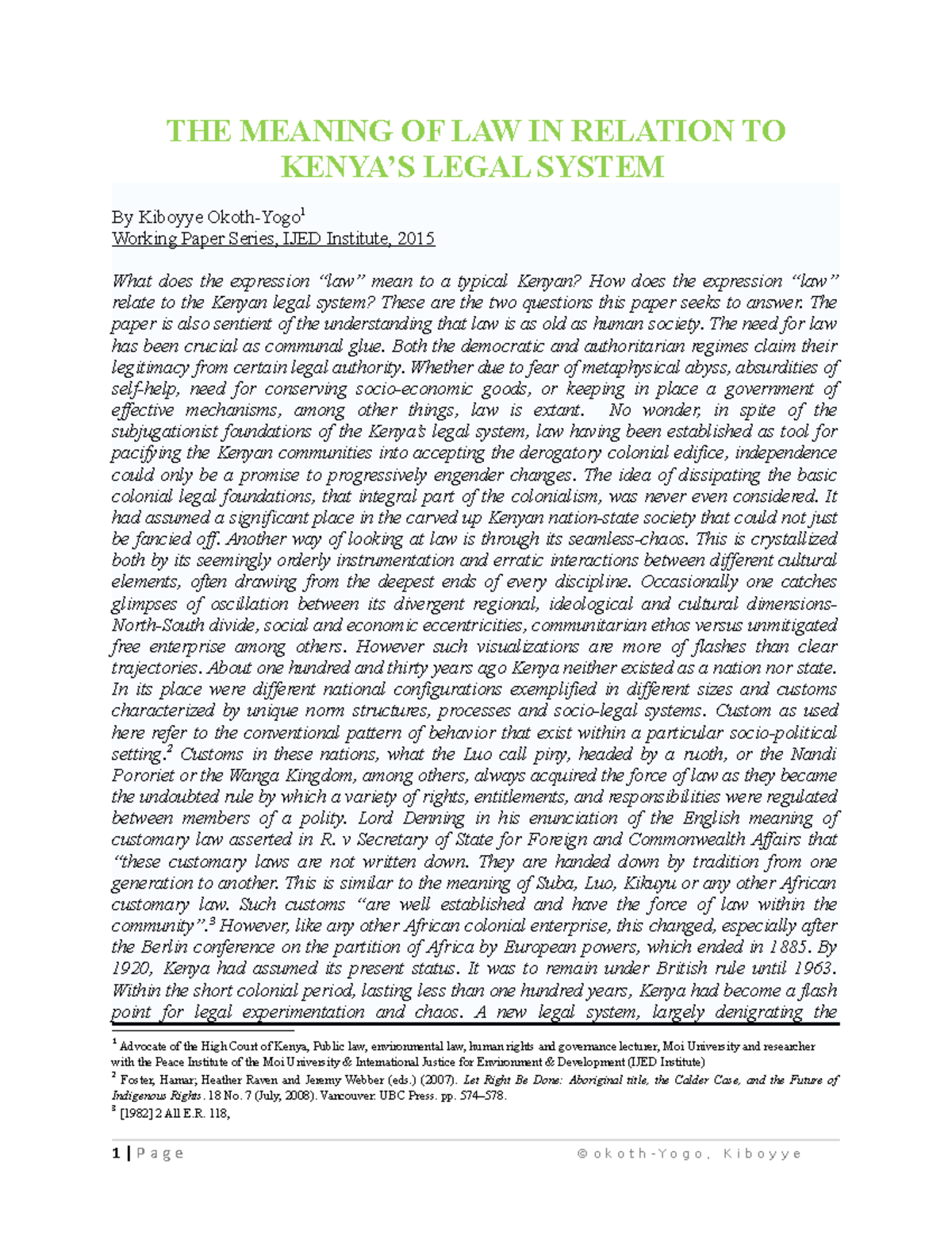 THE Meaning OF LAW IN Relation TO Kenya - THE MEANING OF LAW IN ...
