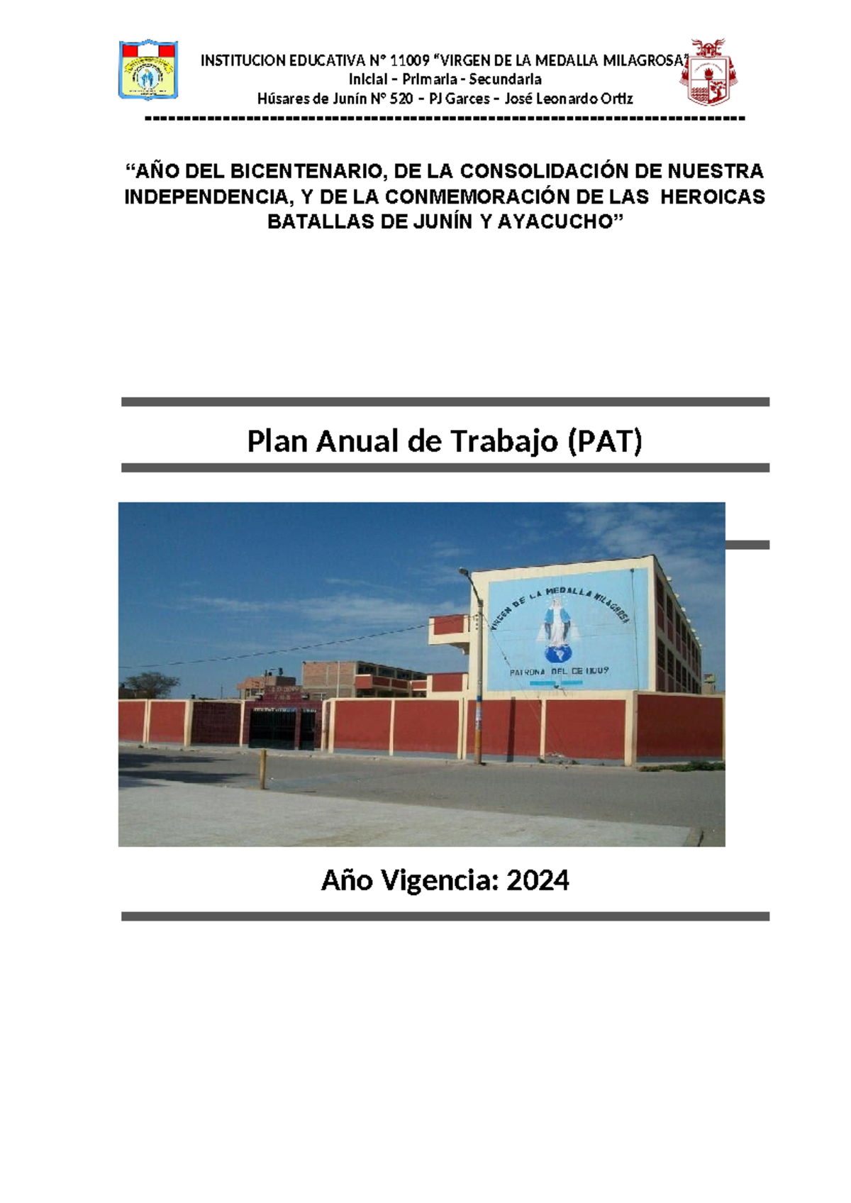 PAT 2024 - PAT - Inicial – Primaria - Secundaria Húsares de Junín N ...
